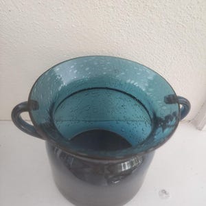 Vintage Blenko Teal Blue Glass Vase With Handles - Etsy