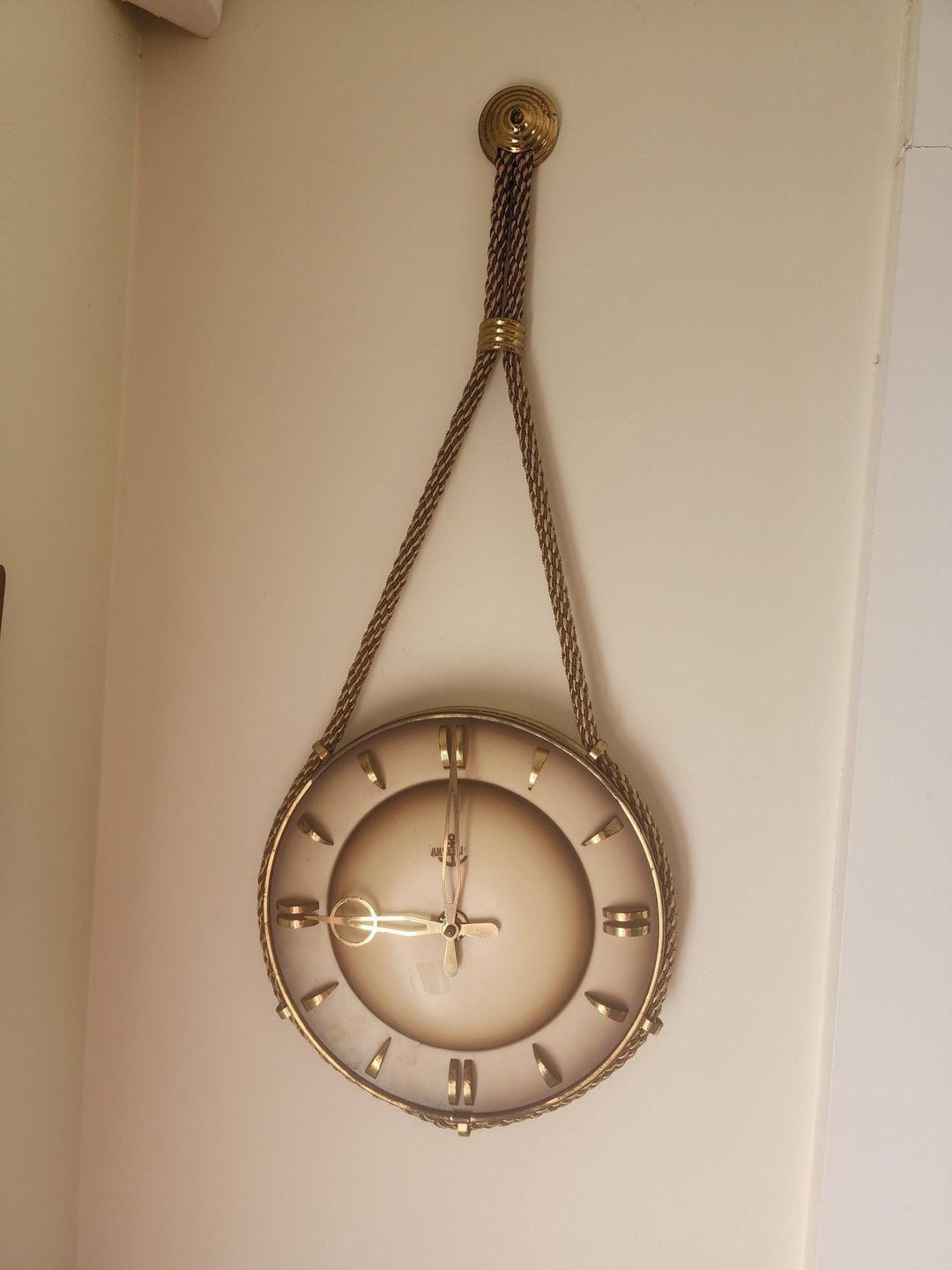 1950s Anker Wall Clock Mid Cent Mod Rope Germany Mechanical Movement ...