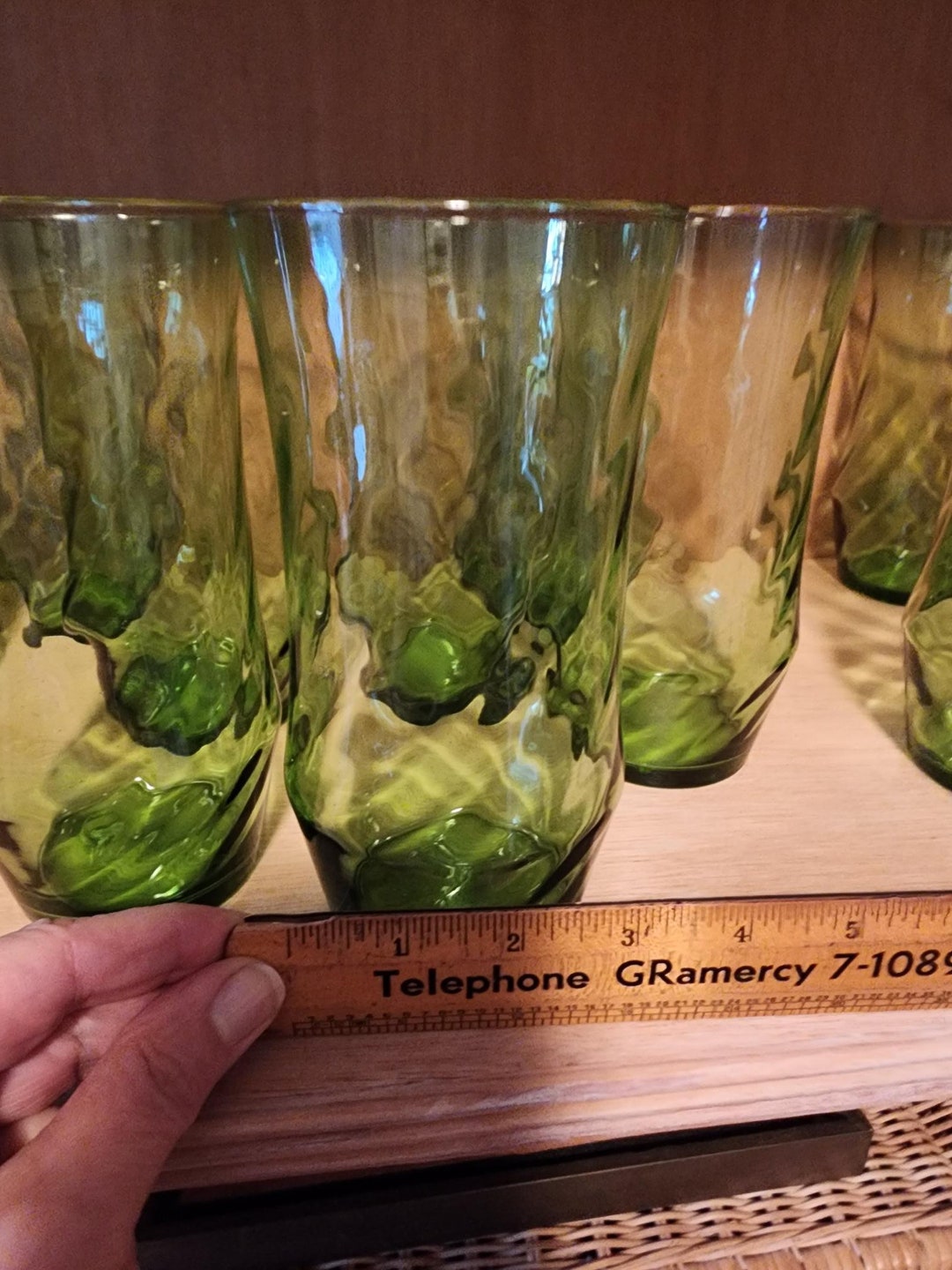 8 Vintage 24oz. Green Optic Swirl Glasses - Etsy