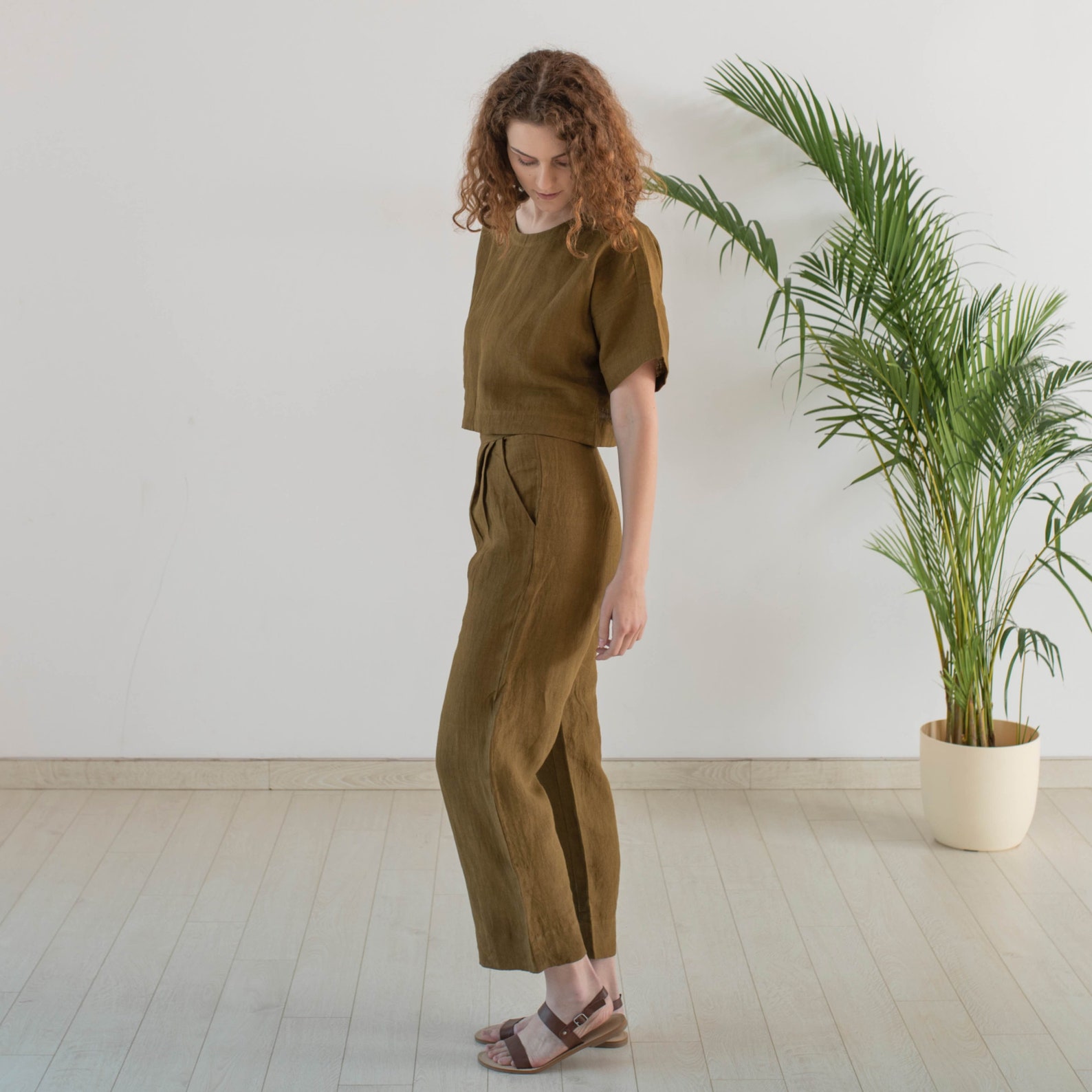 Linen Top and Pant Set for Women,sustainable Linen Co-ord Set, Loose ...
