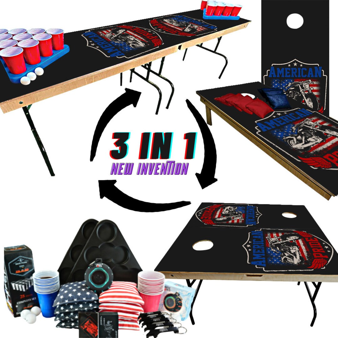 3-in-1 Cornhole Board Beer Pong & Party Table Perfect for - Etsy