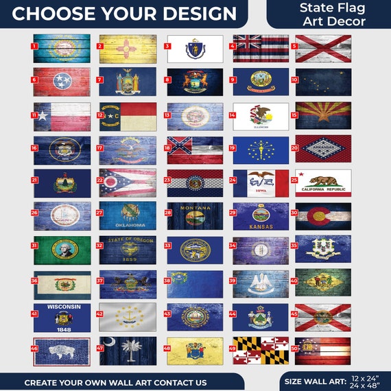 Wood Wall Art Décor State Flag's 24x48 or 12x24 Ready | Etsy