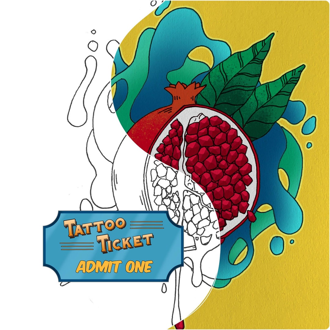Tattoo Ticket - Single Use Flash - Juicy Pomegranate Digital - Etsy
