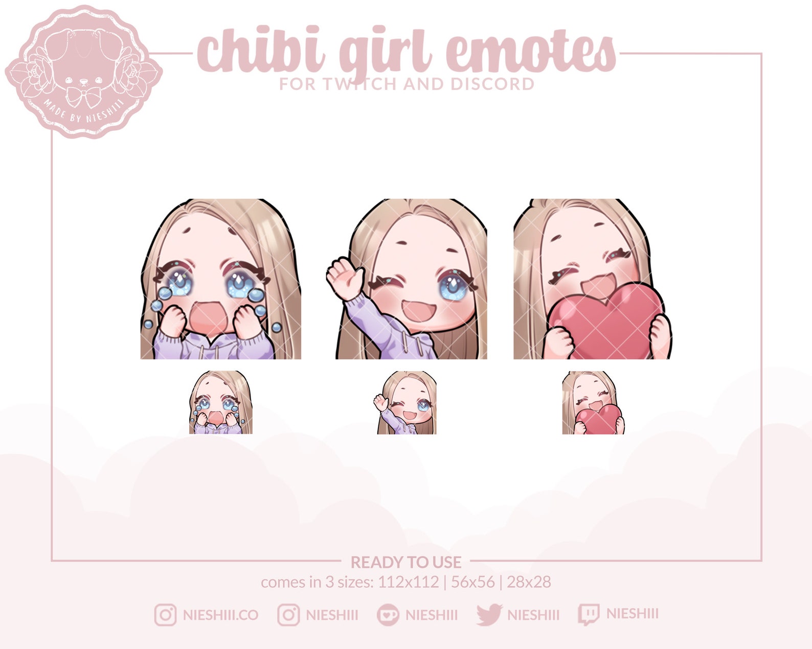 Blonde Hair Blue Eyes / Chibi Girl Twitch Emote / Kawaii | Etsy