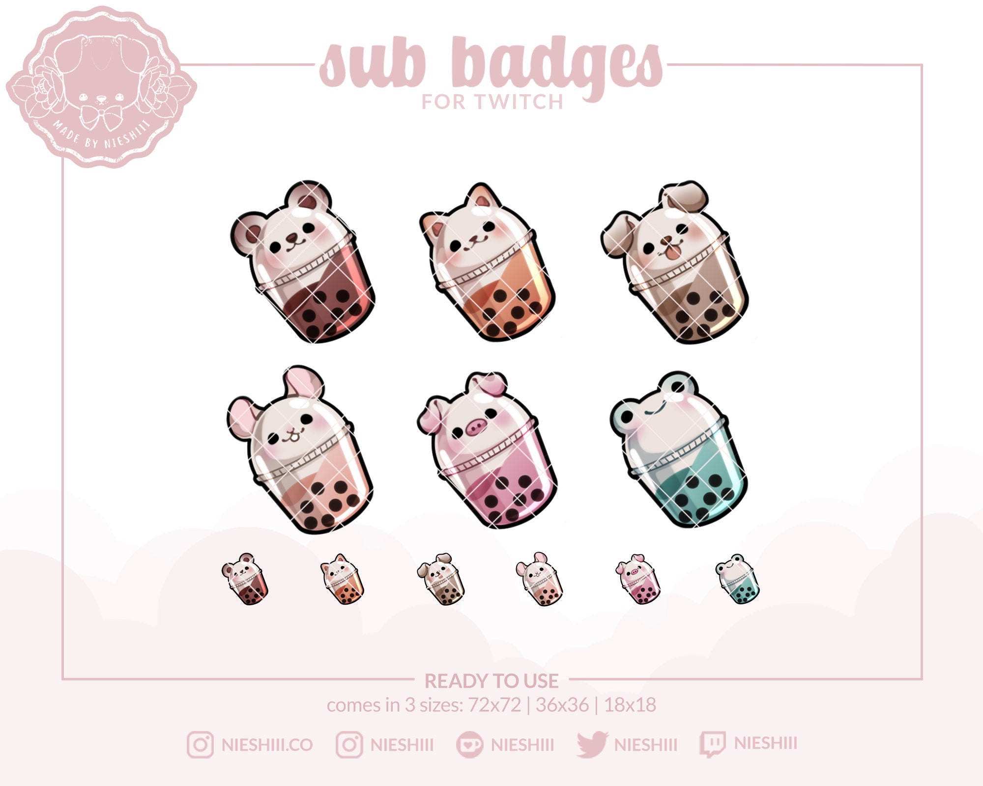 Twitch Boba Sub Badge / Emote / Bit Badges / Kawaii Aesthetic - Etsy España