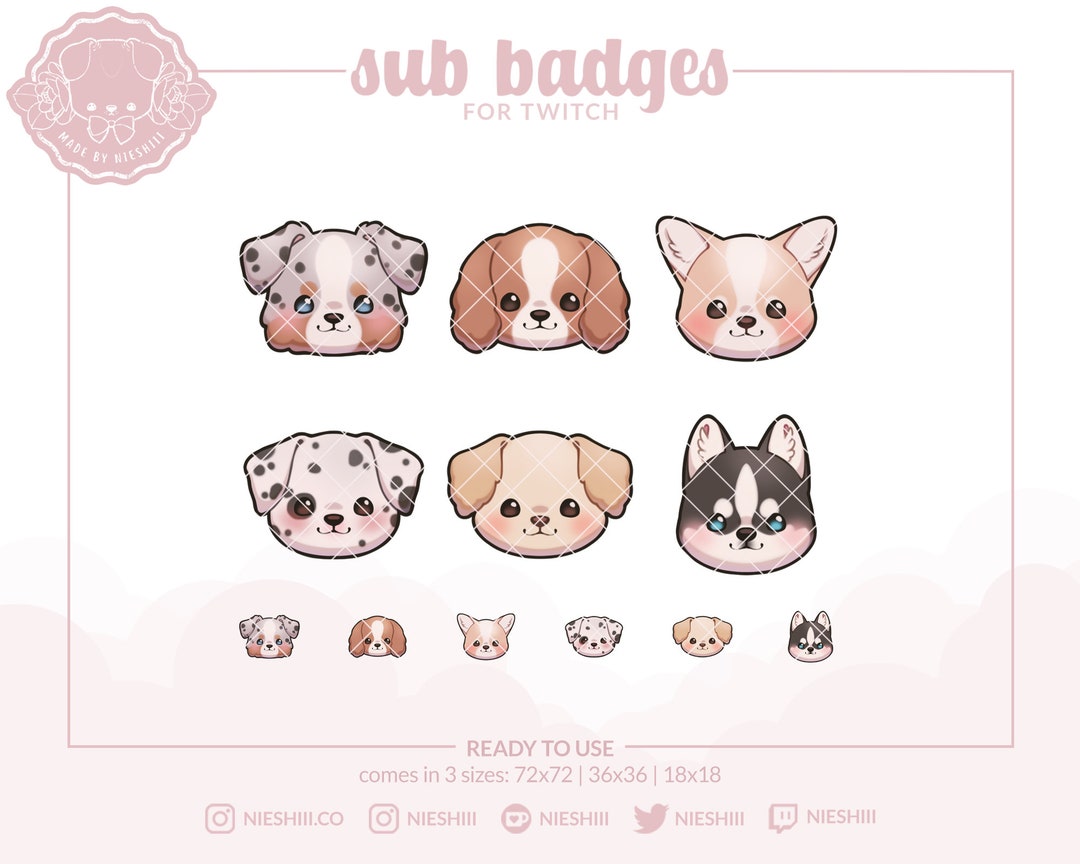 Twitch Doggos Sub Badge / Emote / Bit Badges / Kawaii Aesthetic ...