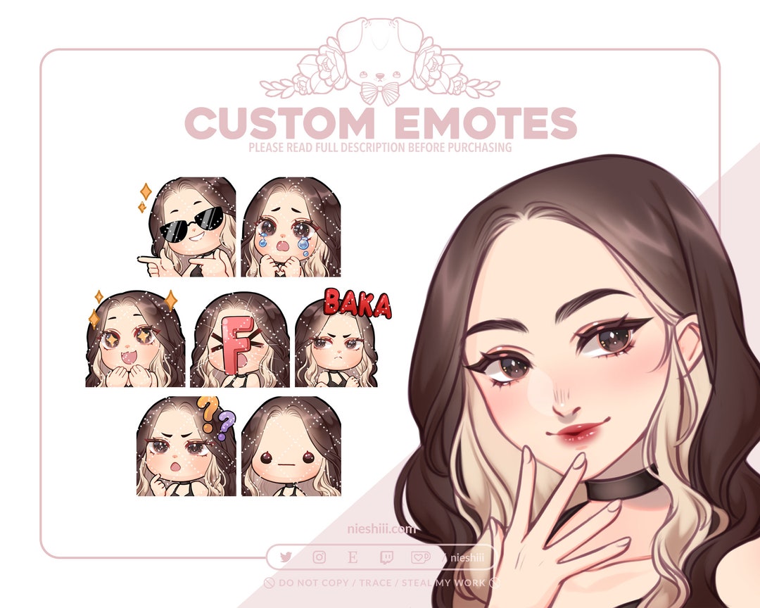 Custom Emotes Bust Sketch / Kawaii Aesthetic / Streamer / Custom Art ...