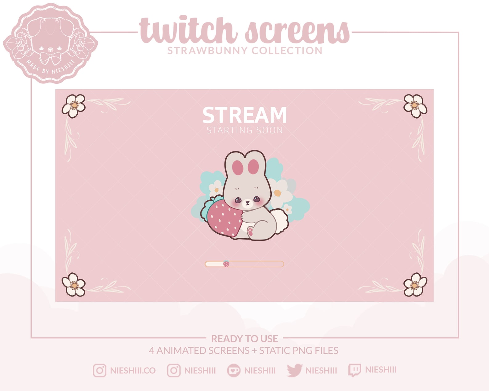 ANIMATED Strawbunny Twitch Screens / Starting Soon / Kawaii - Etsy