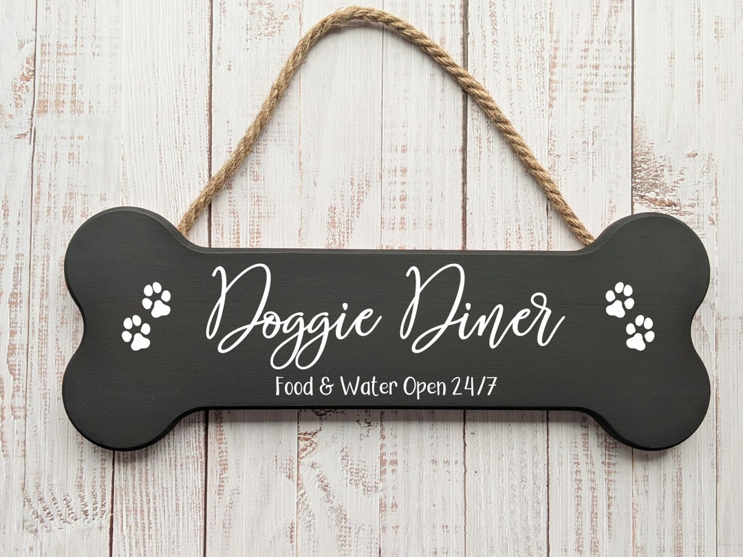Doggie Diner Wooden Sign for Above Dog Bowls Painted Food and - Etsy