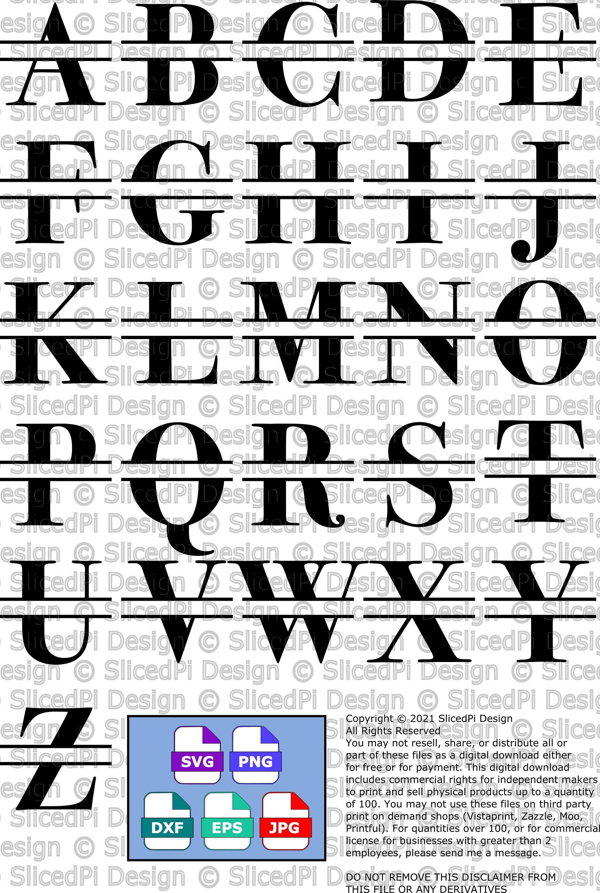 A-Z Alphabet Split Monogram SVG | Split Alphabet SVG | Svg Png Eps Dxf ...