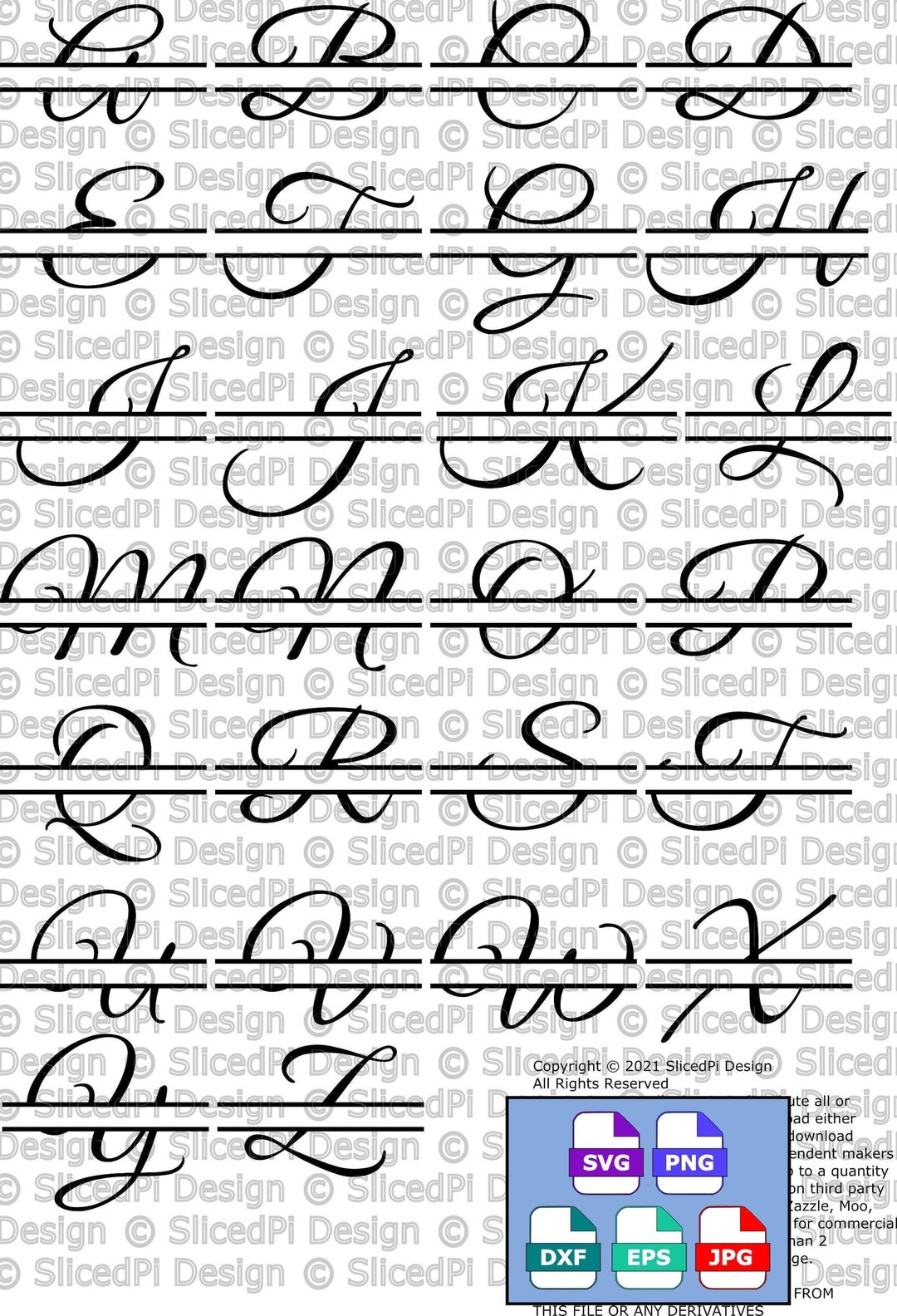 A-Z Alphabet Split Monogram SVG | Split Alphabet SVG | Svg Png Eps Dxf ...