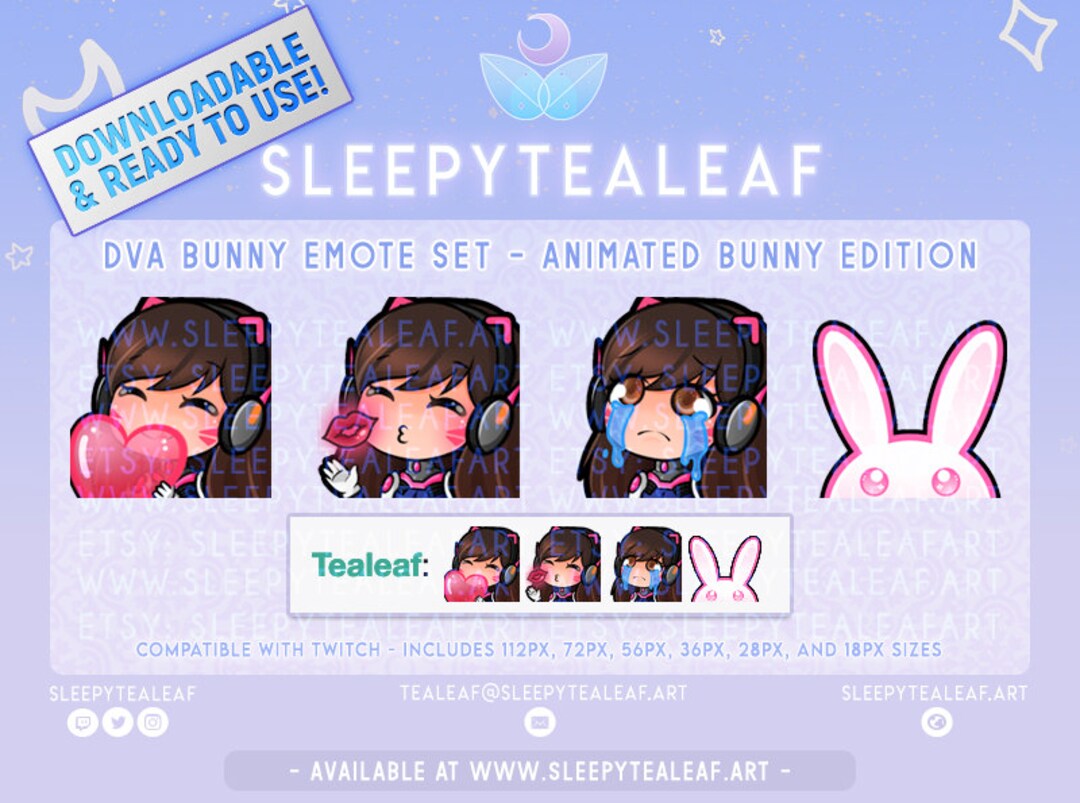 Dva Overwatch Twitch Emotes (animated Lurk) - Etsy