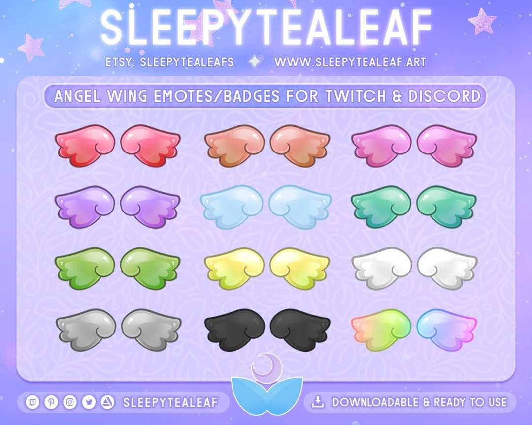 Angel Wing Twitch/discord Emotes, Sub & Cheer Badges - Etsy