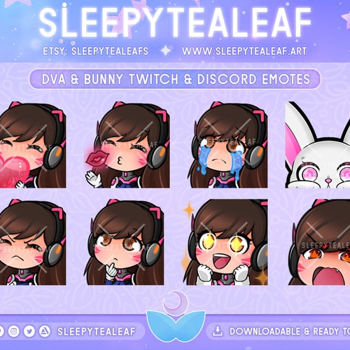 Cute DVA Overwatch Sticker Emotes Set Bundle for Twitch - Etsy