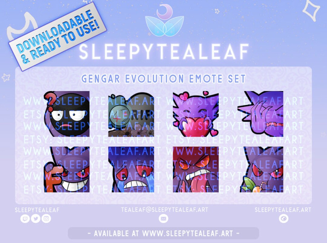Gastly, Haunter & Gengar Twitch Emotes - Etsy