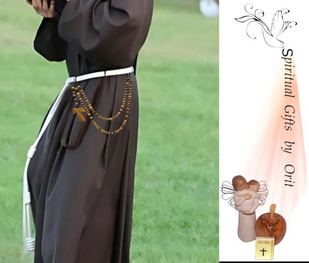 Franciscan Crown Habit Priest Olive Wood Rosary - Seven Joys of Mary ...