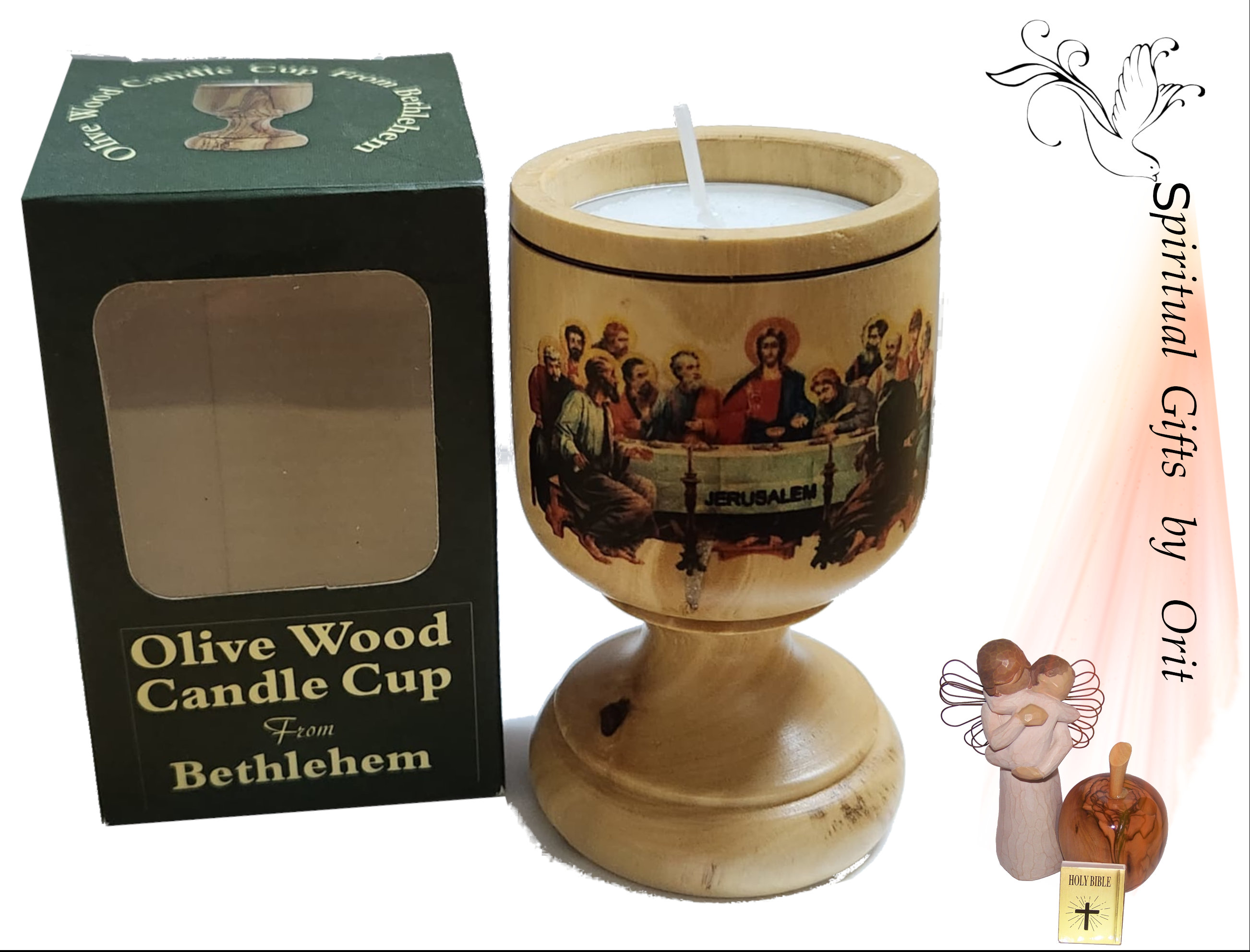 Olive Wood Engraved With Last Supper Icon Candle Holder Cup in - Etsy