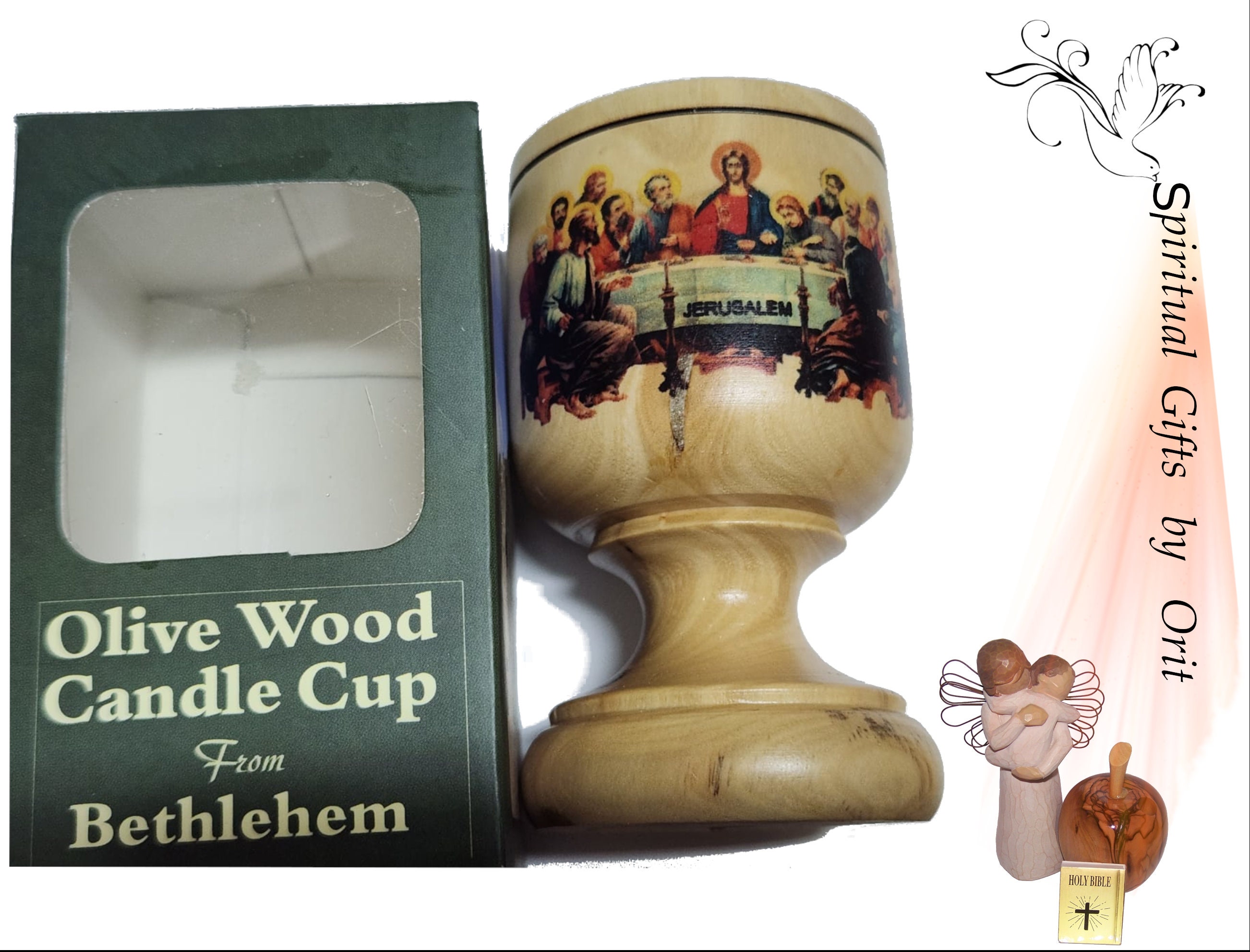Olive Wood Engraved With Last Supper Icon Candle Holder Cup in - Etsy