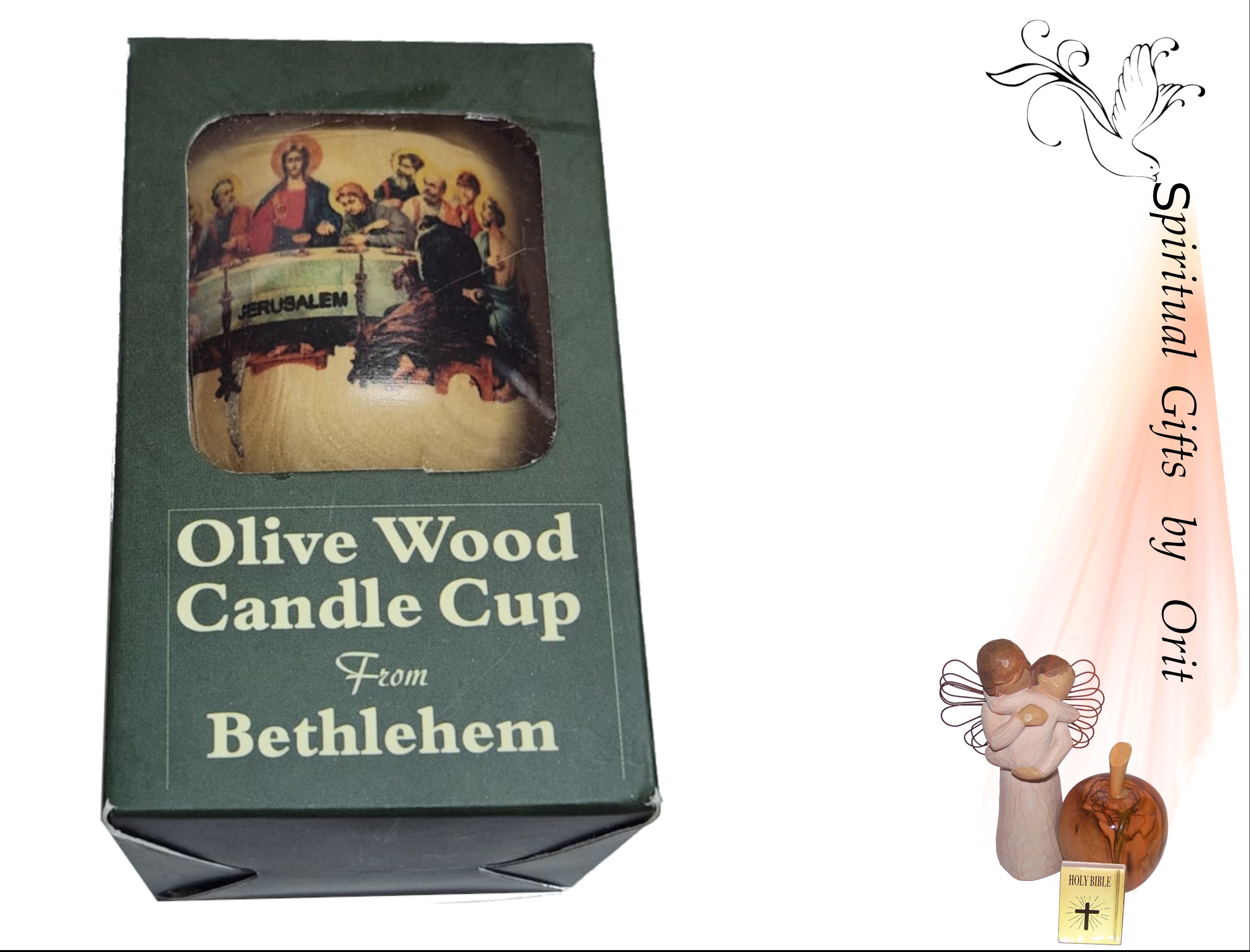 Olive Wood Engraved With Last Supper Icon Candle Holder Cup in - Etsy