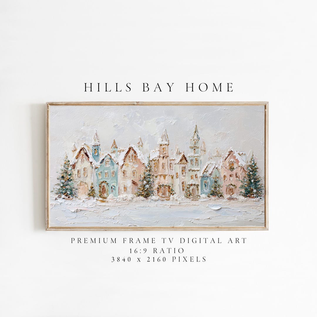 Pastel Christmas Village Frame Tv Art, Digital Download Art for Frame ...