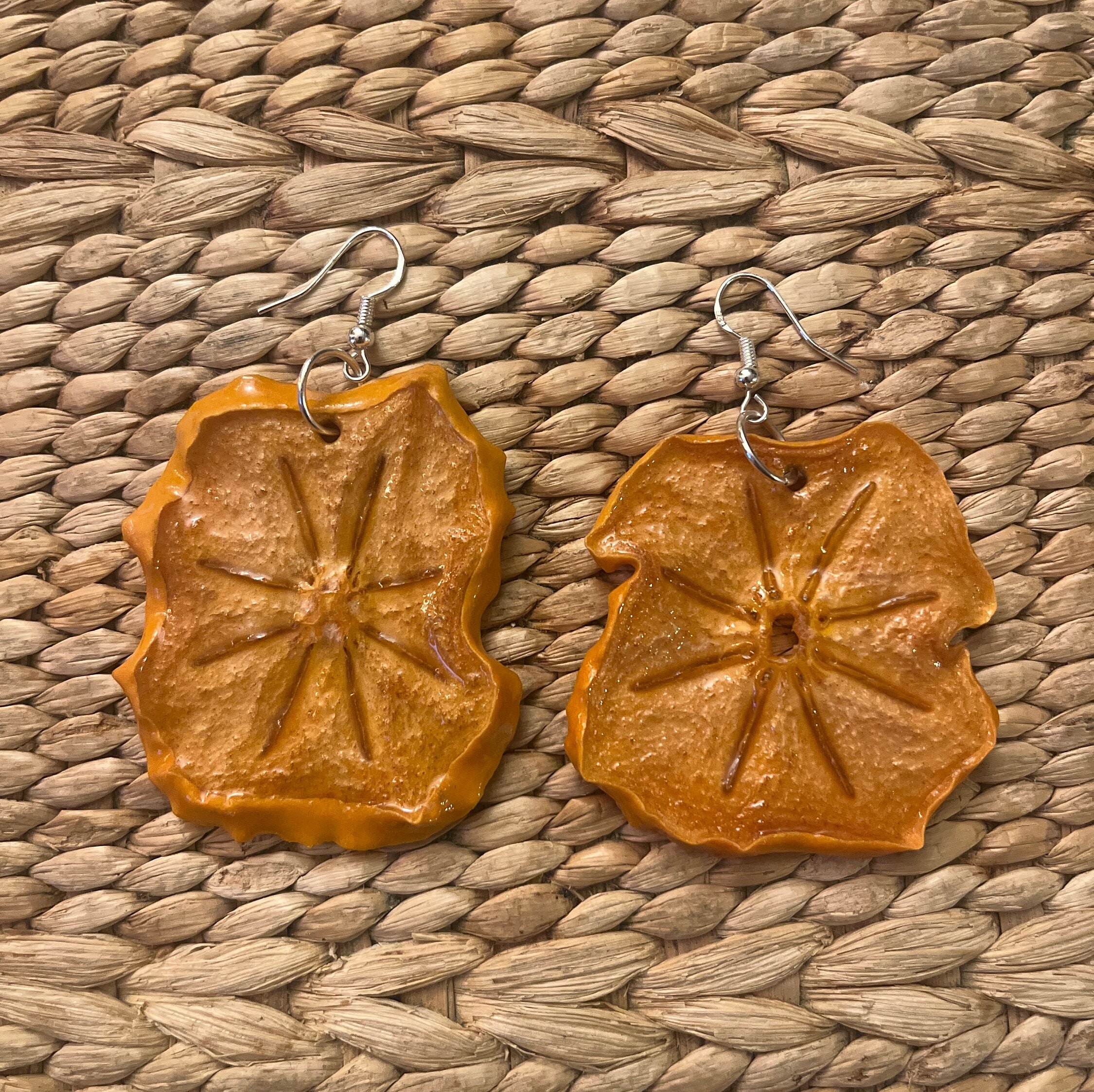 Real Persimmon Dehydrated Fruit Earrings- Sunbursting Statement Pieces ...