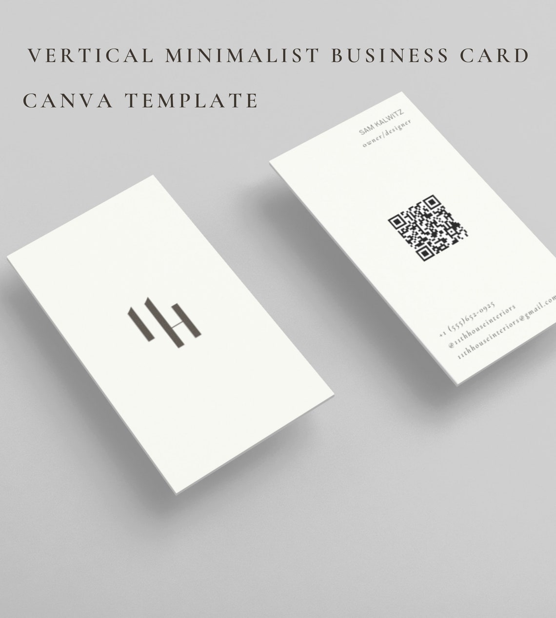 Vertical Business Card With QR Code for Online Stores, Websites ...