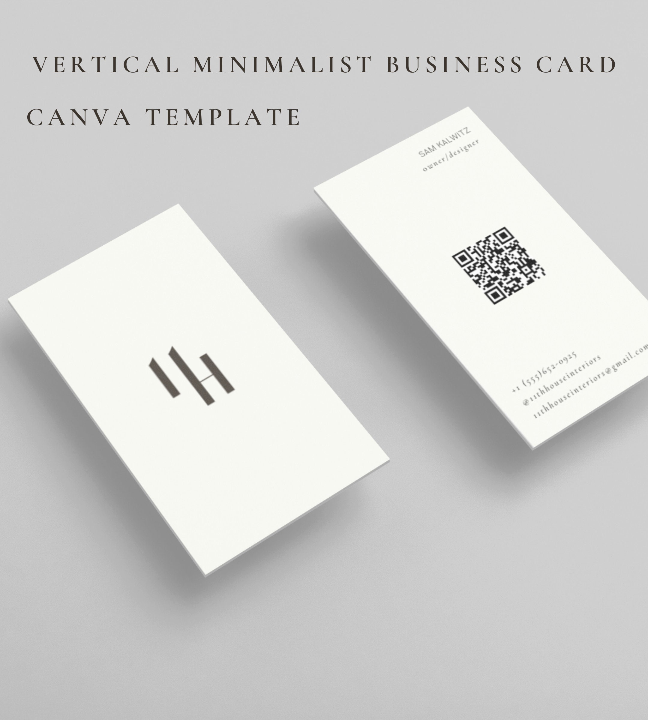 Vertical Business Card With QR Code for Online Stores, Websites ...