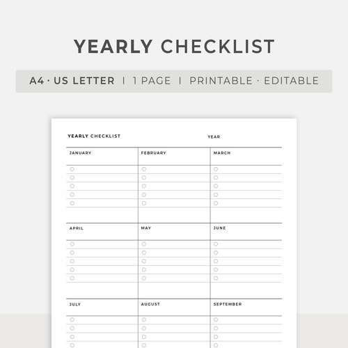 Yearly Overview Two Page Yearly Planner Printable Year at a - Etsy