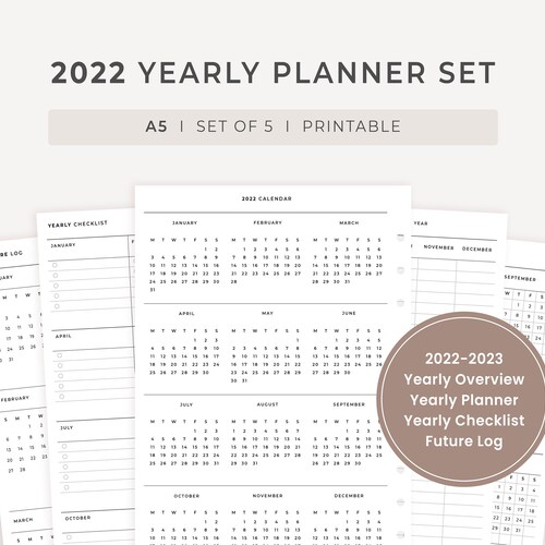 Year at A Glance Personal Wide Yearly Planner Printable | Etsy