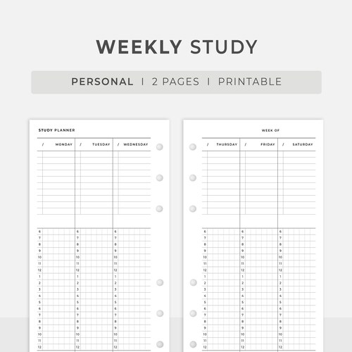 Personal Size Inserts : Study Planner Printable Daily Study - Etsy