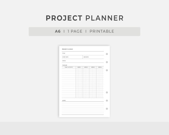 A6 Inserts: Printable Project Planner I Project Schedule | Etsy