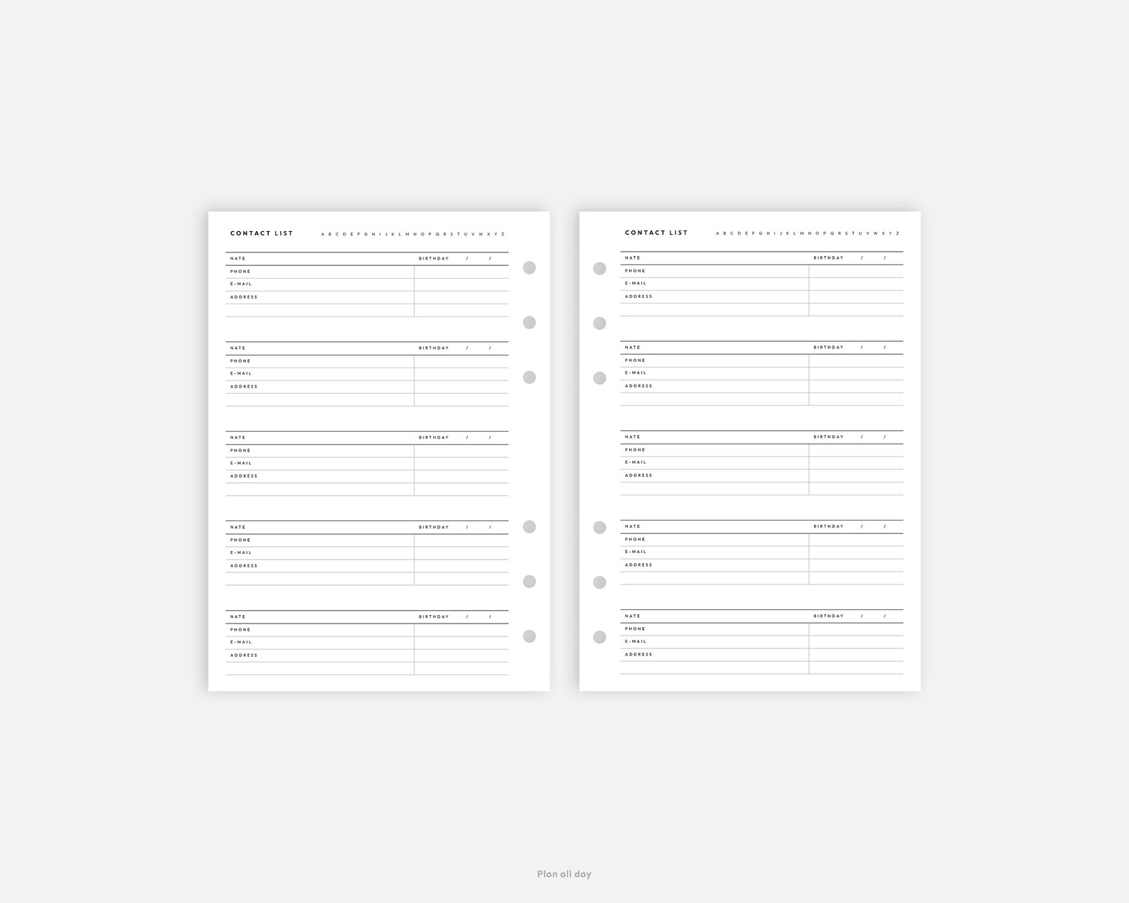 A6 Inserts: Contact List Printable Address Book Prints - Etsy