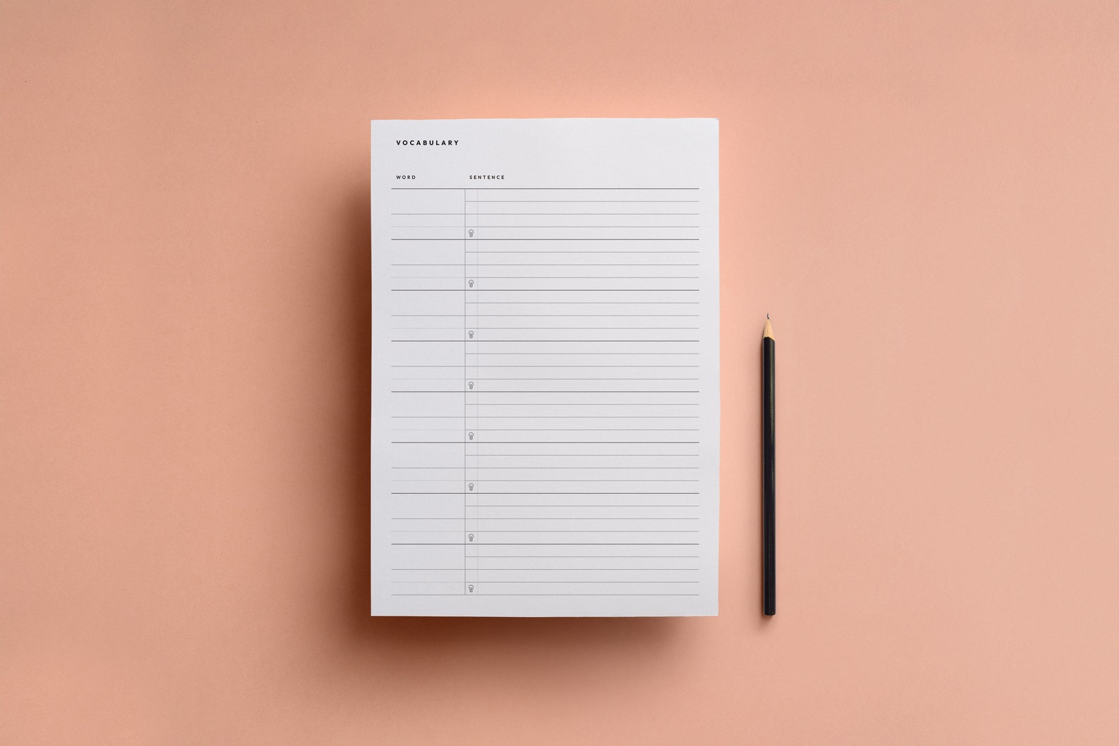 A4 US Letter Inserts: Vocabulary List Printable 2 Versions L | Etsy