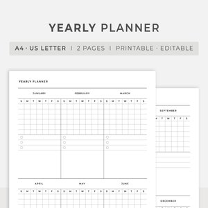 Year at a Glance Planner 2022 Yearly Overview Printable - Etsy