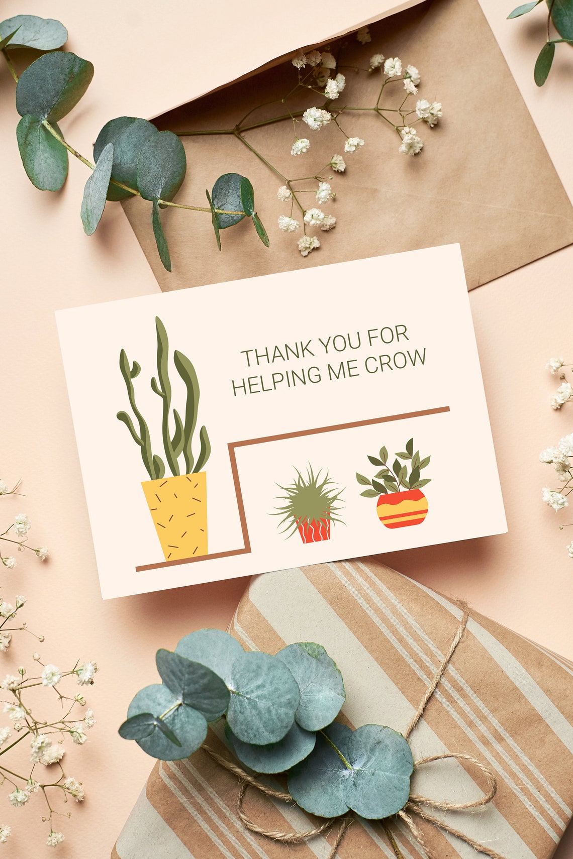 Plant Thank You Card Thank You Card Printable appreciation | Etsy