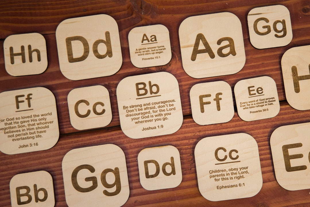 Maple Wood ABC Bible Verse Tiles – Kids Learning Toy - Etsy
