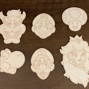 Wood Mario Painting or Coloring Activity - Items, Bad Guys, or Mushroom ...