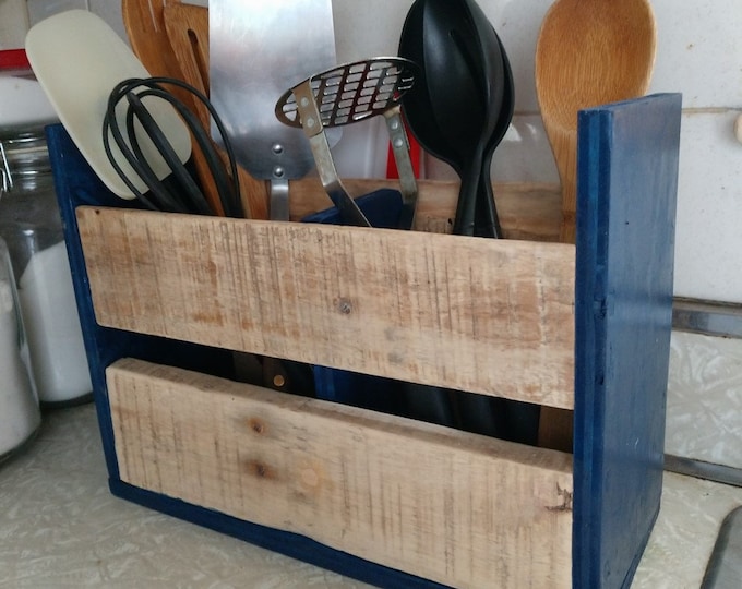 Kitchen Utensils Box. Reclaimed Lumber, Kitchen Utensil Organizer ...