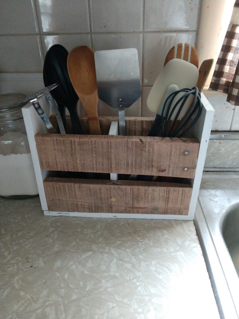 Kitchen Utensils Box. Reclaimed Lumber, Kitchen Utensil Organizer ...