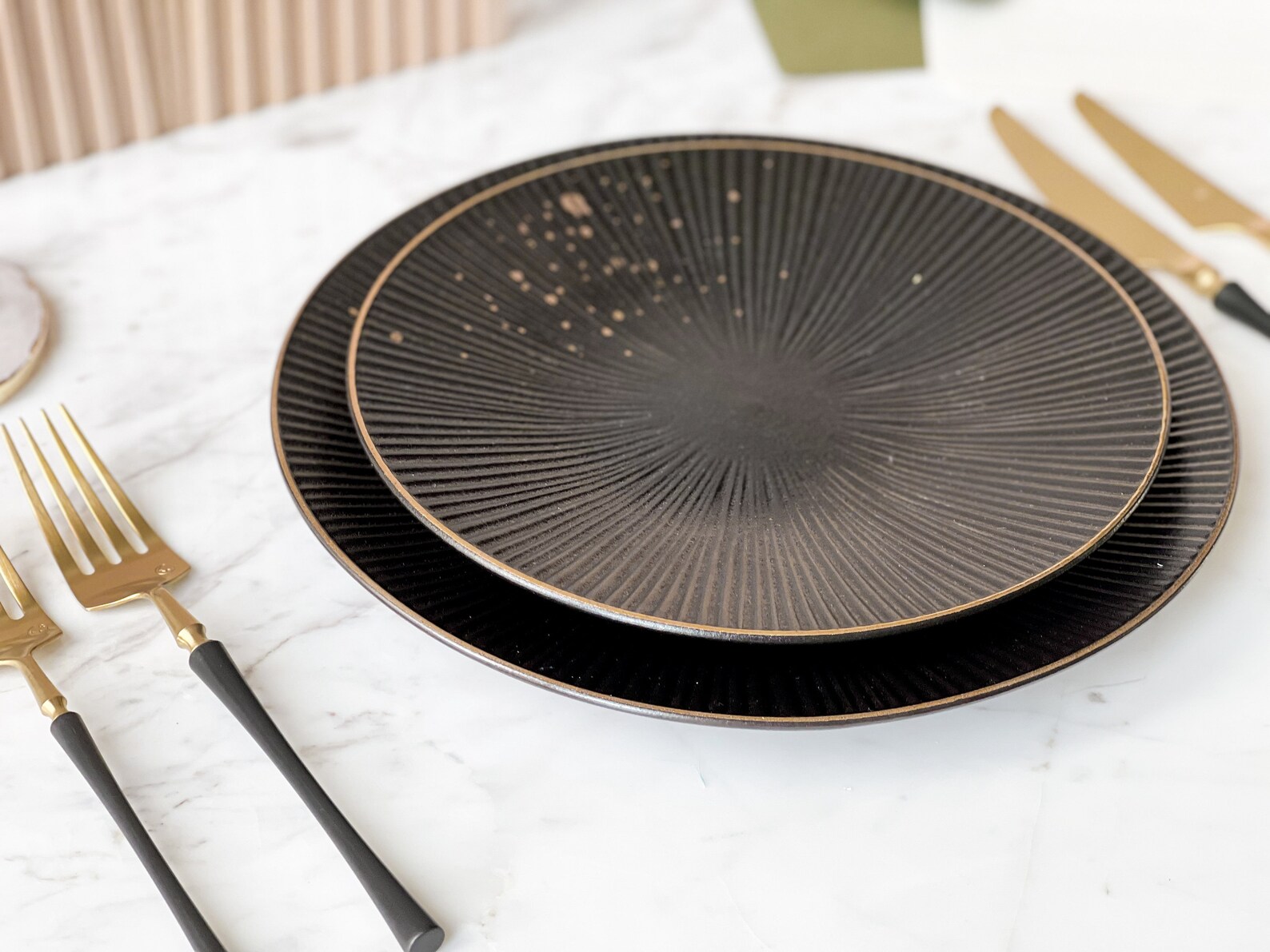 Black & Gold Dinner Plates Dinner Plates Black Plates Black - Etsy