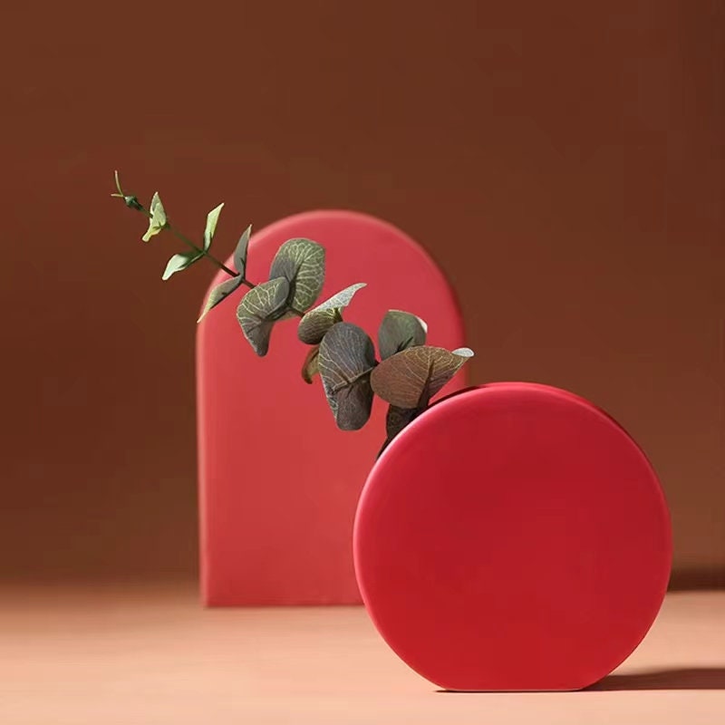 Modern Ceramic Red Moon Vase Arched Vase Home Decor House | Etsy