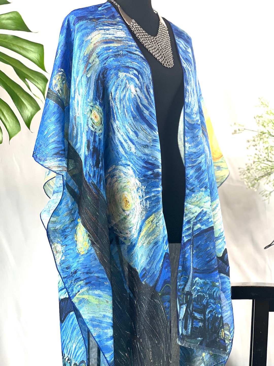 Artful Starry Night Kimono by Van Gogh Summer Kimono Beach Kimono Blue ...