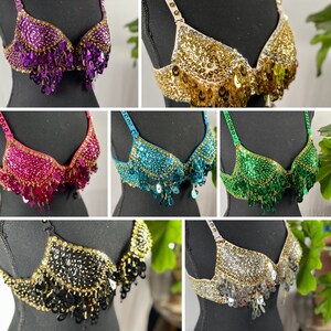 Beautiful PURPLE Gold Handmade Tribal Zari Bra Pendant Fringe Belly ...