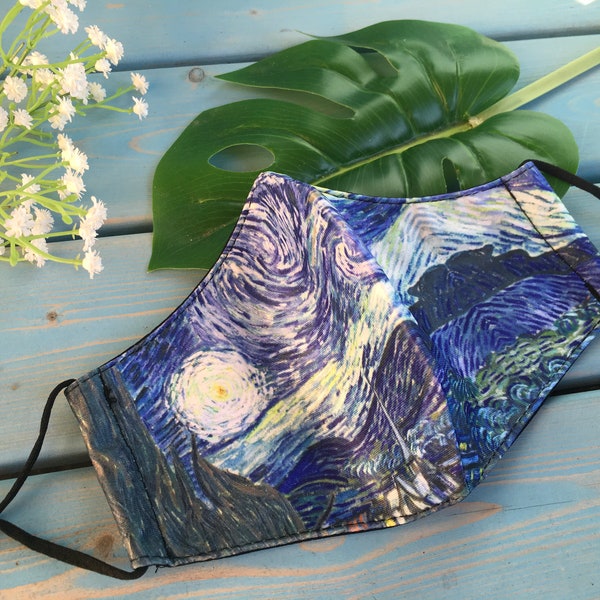 Van Gogh Starry Night Face Mask - Etsy