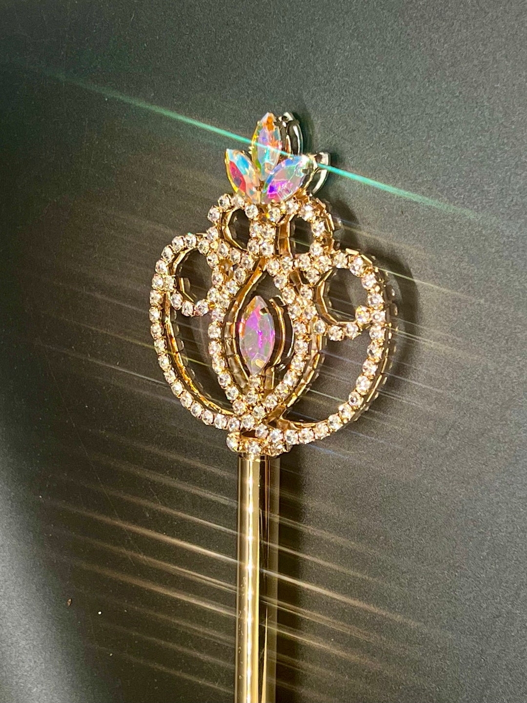 Crystal Gold Metal Scepter. Sparkle Rhinestone Gems Wands Costume Wand ...