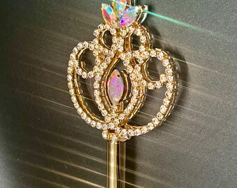 Crystal Gold Metal Scepter. Sparkle Rhinestone Gems Wands Costume Wand ...