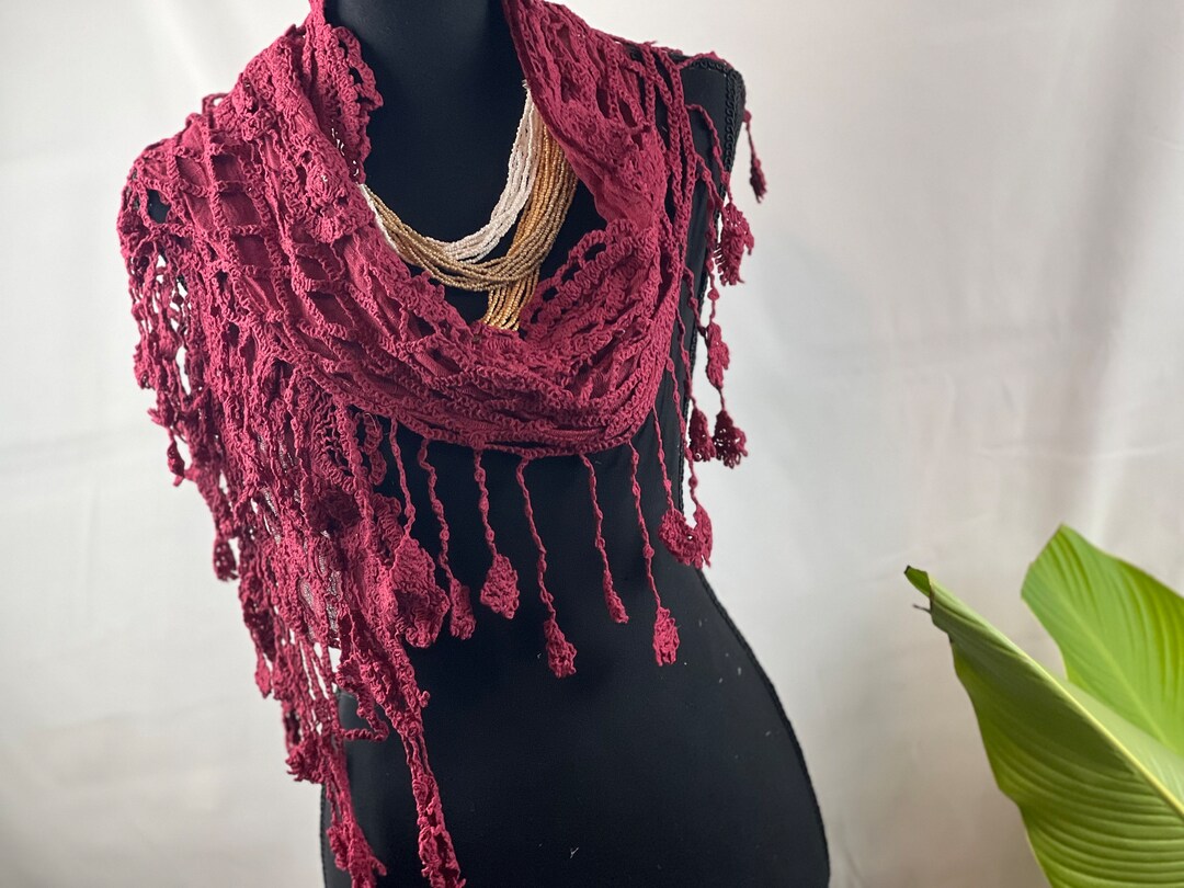 Boho Style Cotton Crochet DUST PINK Scarf Very Cute Shawl - Etsy