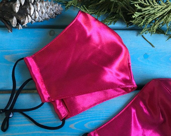Elegant Beautiful Fuchsia Pink Mask. Adjustable Ear Loops Adult Size ...