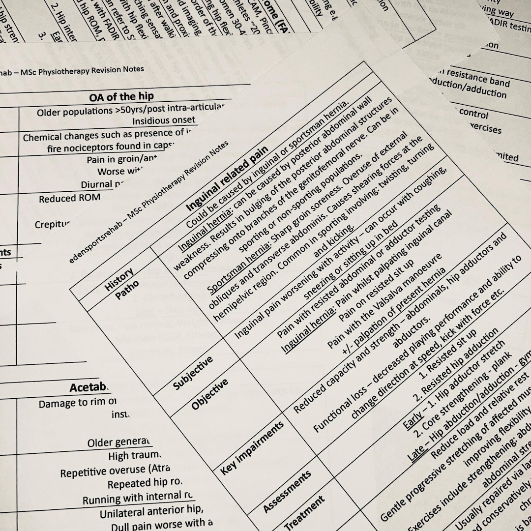 Physiotherapy MSK Lower Limb Pathology Notes - Etsy