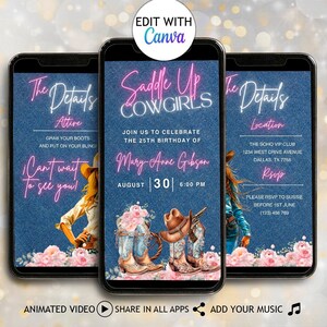 Denim Cowgirls Party Invitation Western Themed Birthday Party Invite ...